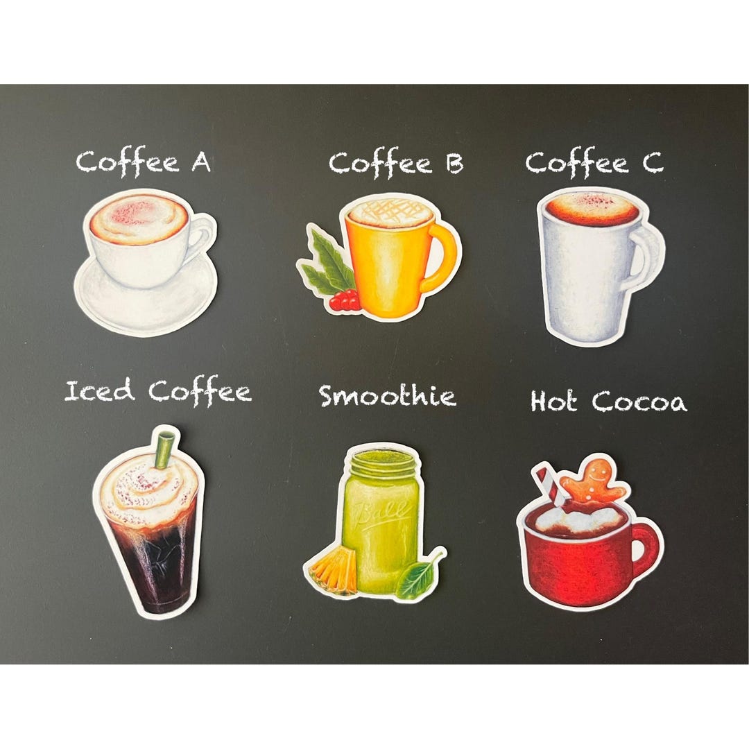 Chalk Art Stickers, Coffee Sticker, Iced Coffee Sticker, Smoothie ...