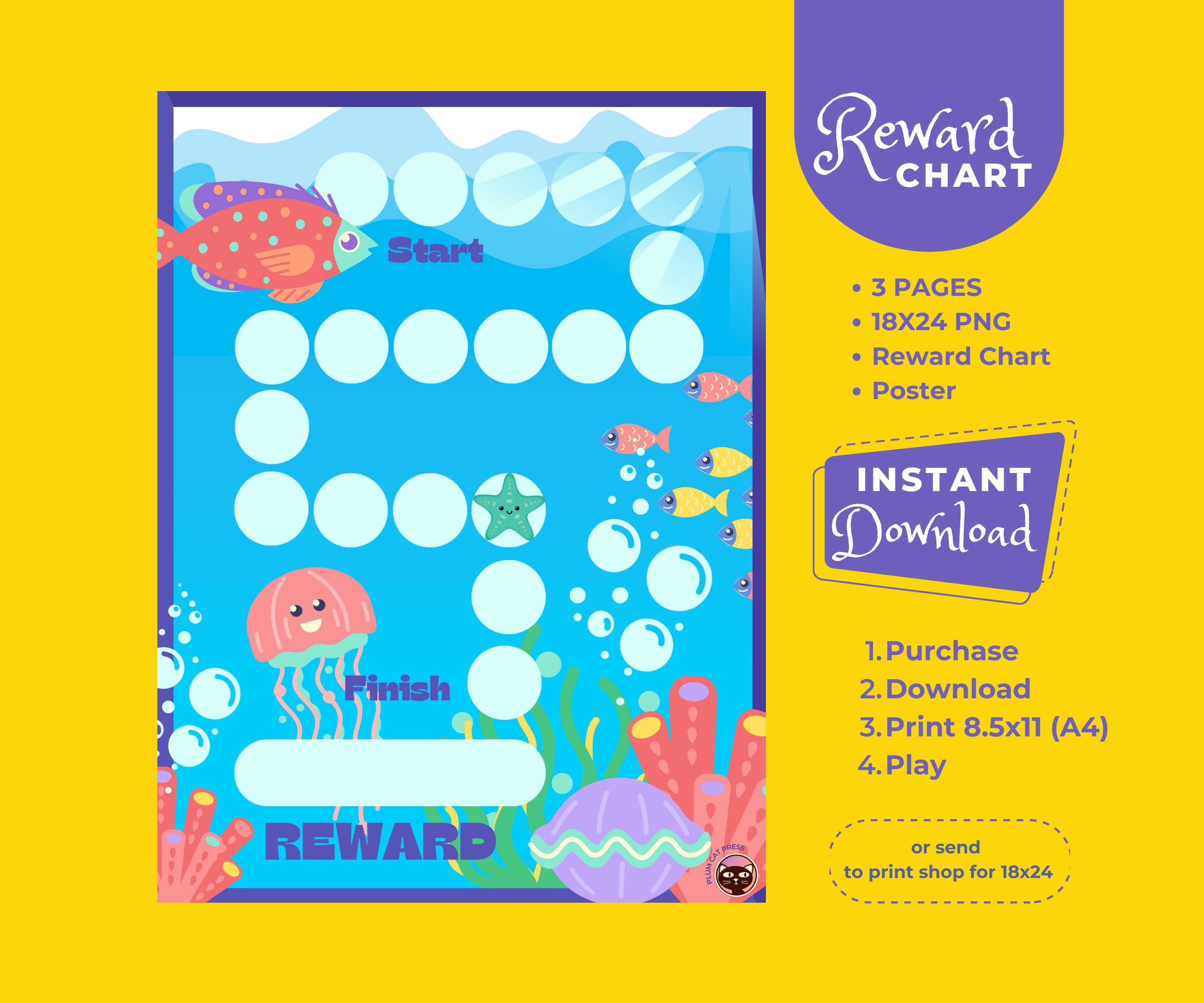 PRINTABLE Under the Sea Reward Chart for Kids or Behavior Chart for ...