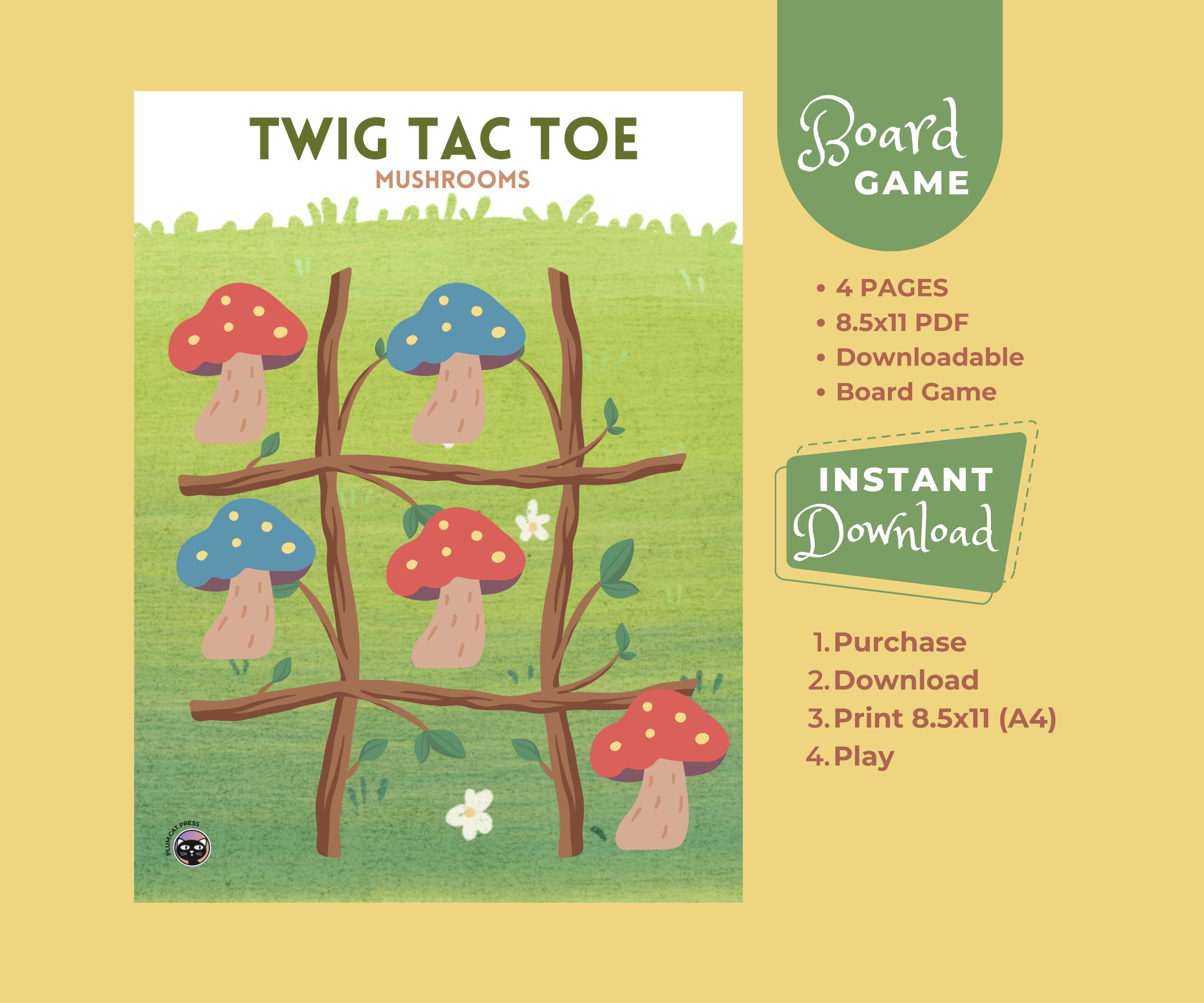 TIC TAC TOE | Family Game Night Printable of Whimsical Twigs and Lucky ...