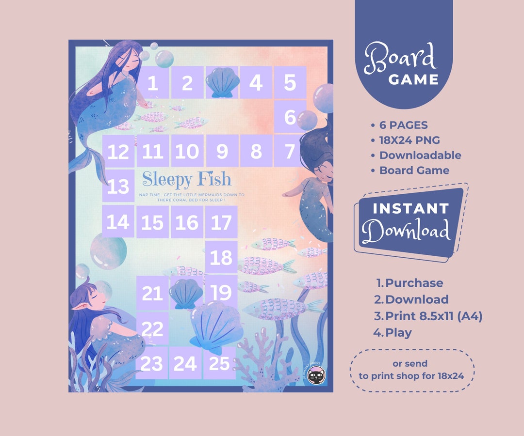 PRINTABLE | Mermaid Board Game for Kids | Under the Sea Game for Girls ...