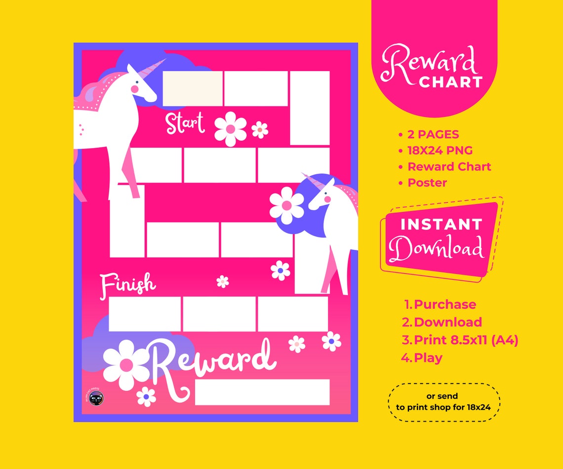 PRINTABLE Unicorn Reward Chart for Kids or Behavior Chart - Etsy