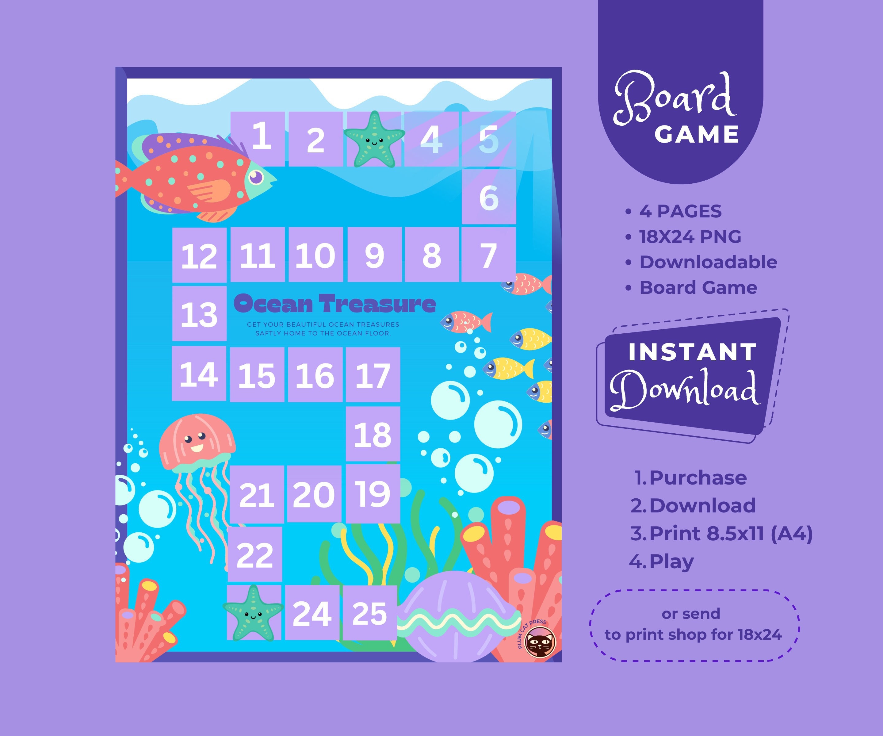 Under the Sea Printable Board Game: Ocean Treasure (digital Download ...