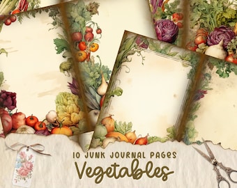 Vegetable Junk Journal Pages Digital Scrapbook Paper Cooking Printable ...