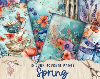 Spring Junk Journal Kit, Junk Journal Printable Page, Flowers Junk ...