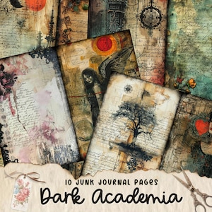 Dark Academia Junk Journal Pages, Digital Scrapbook Paper Kit, Gothic ...