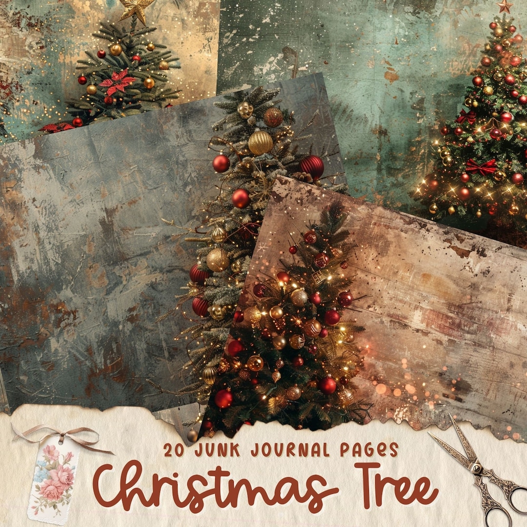 Christmas Junk Journal Kit, Christmas Junk Journal Page, Christmas Tree ...