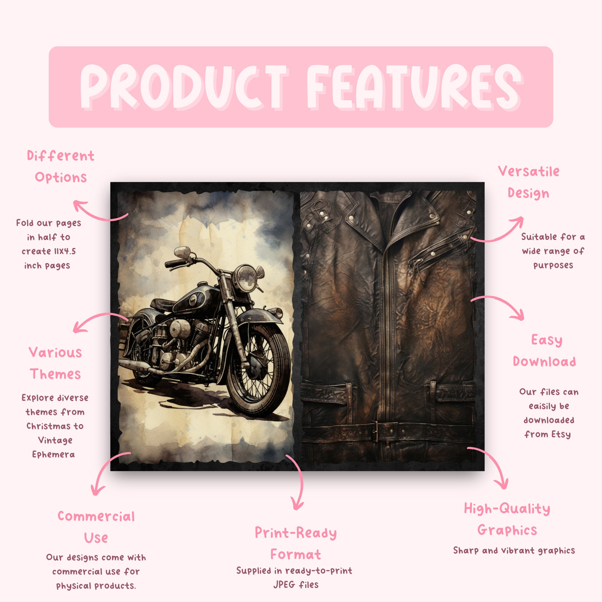 Vintage Motorcycles Junk Journal Kit Printable, Ephemera Pack ...