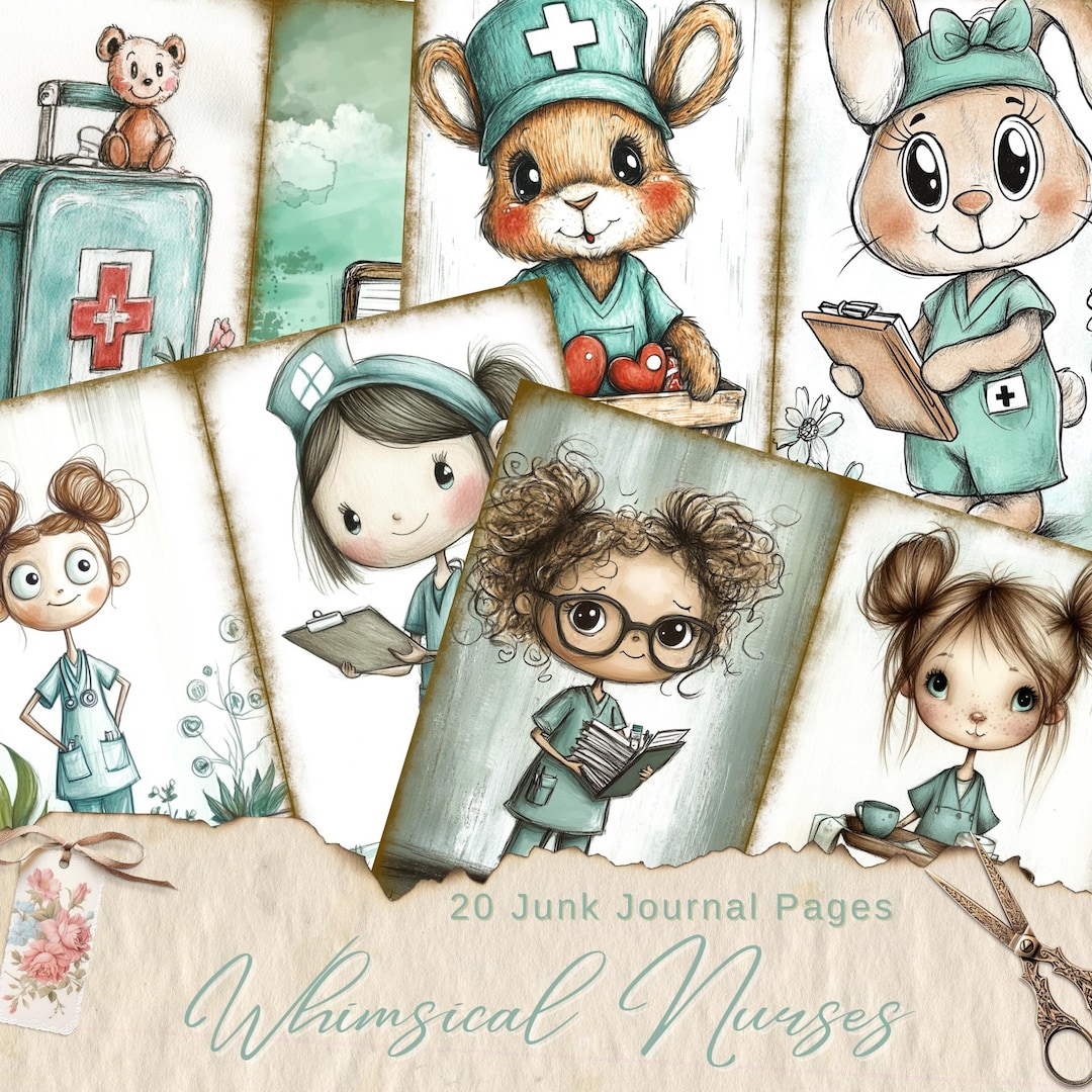 Nurse Junk Journal Pages, Doctor Half Pages, Digital Hospital Scrapbook ...
