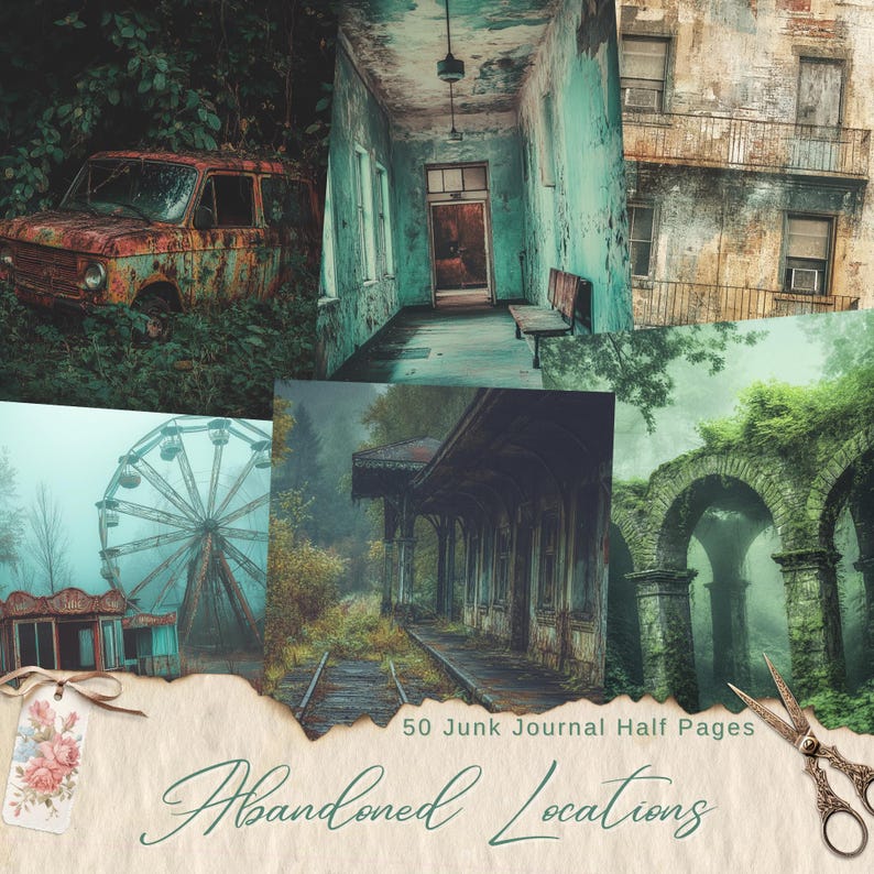 Abandoned Junk Journal Pages, Watercolor Building Printable Papers ...