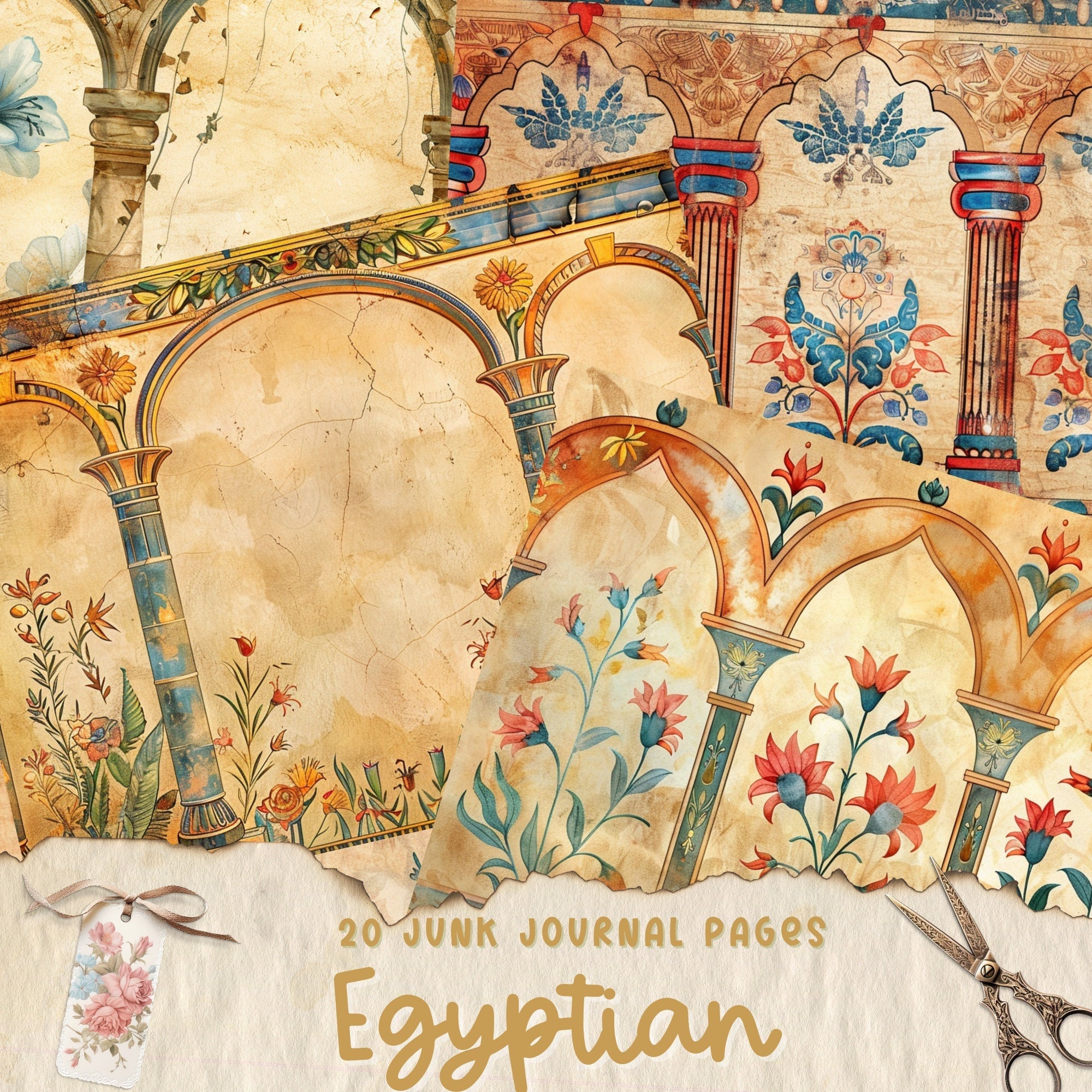 Egyptian Junk Journal Page Bundle, Ancient Egypt Printable Scrapbook ...