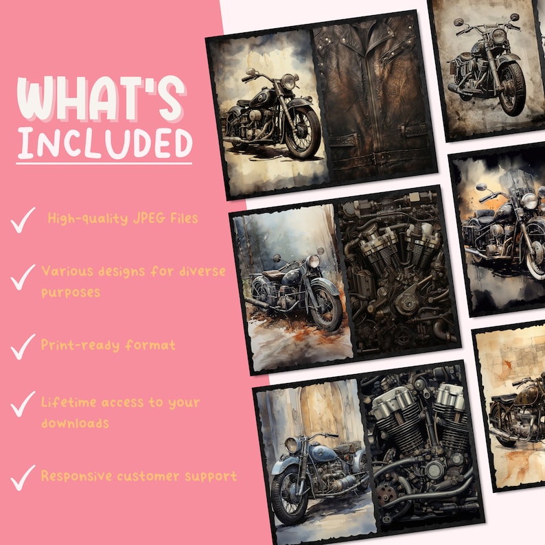 Vintage Motorcycles Junk Journal Kit Printable, Ephemera Pack ...