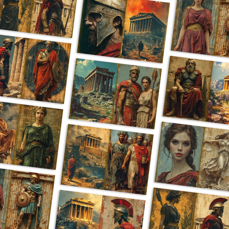 Ancient Greek Junk Journal Pages, Digital Scrapbook Paper Kit, Greece ...