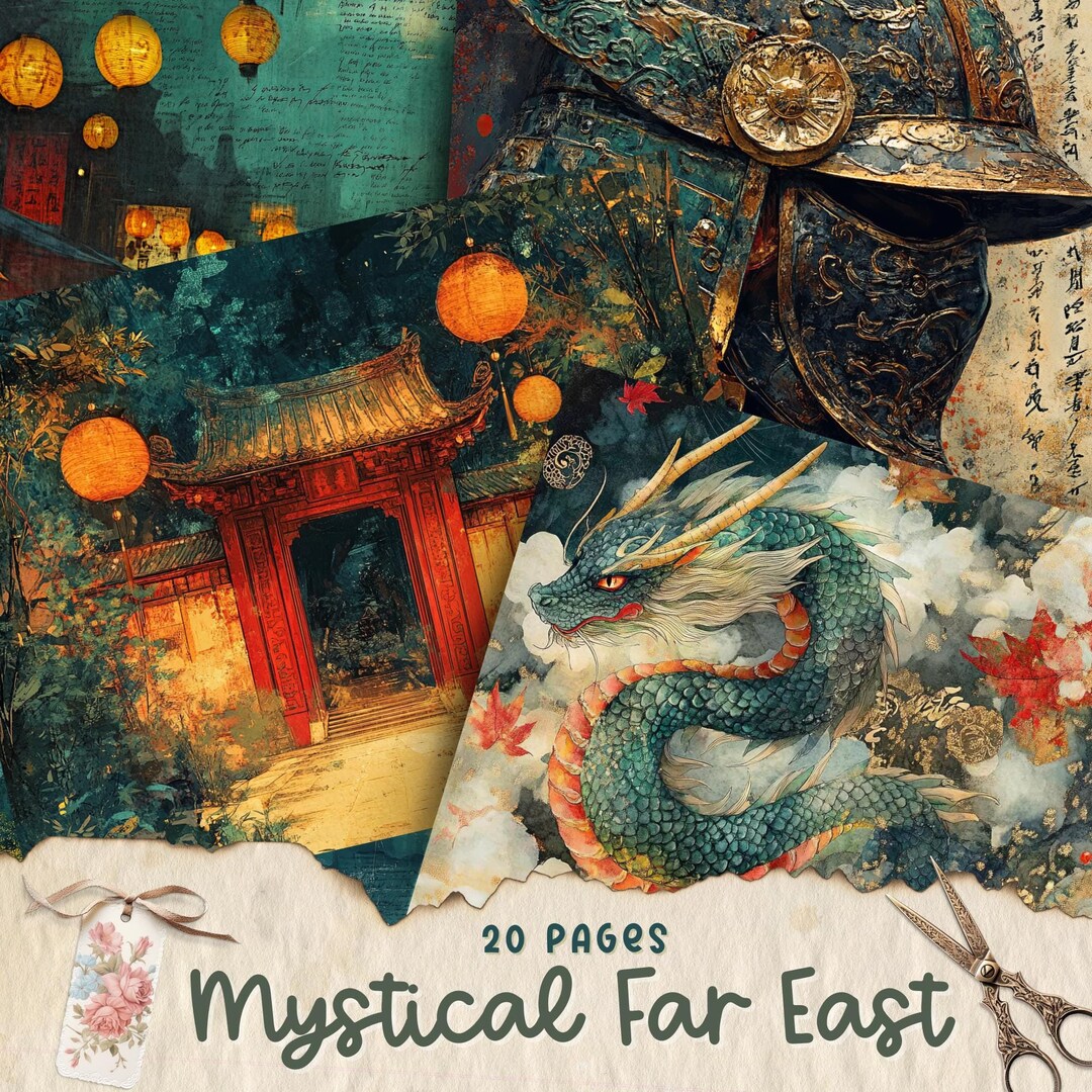 Vintage Japan Junk Journal Pages, Digital Scrapbook Paper Kit, Japanese ...