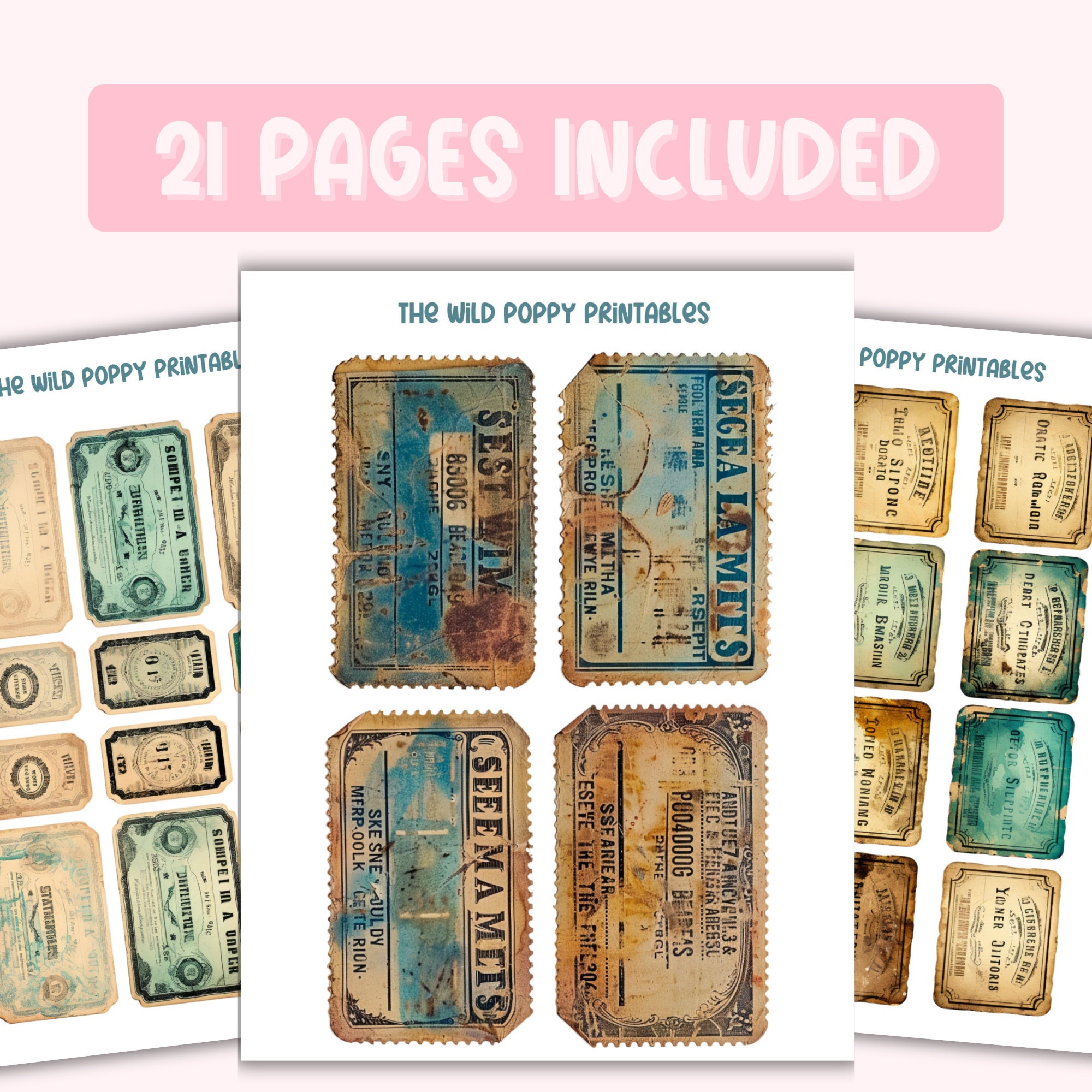 Industrial Vintage Grunge Numbers Labels Printable Steampunk Supplies ...