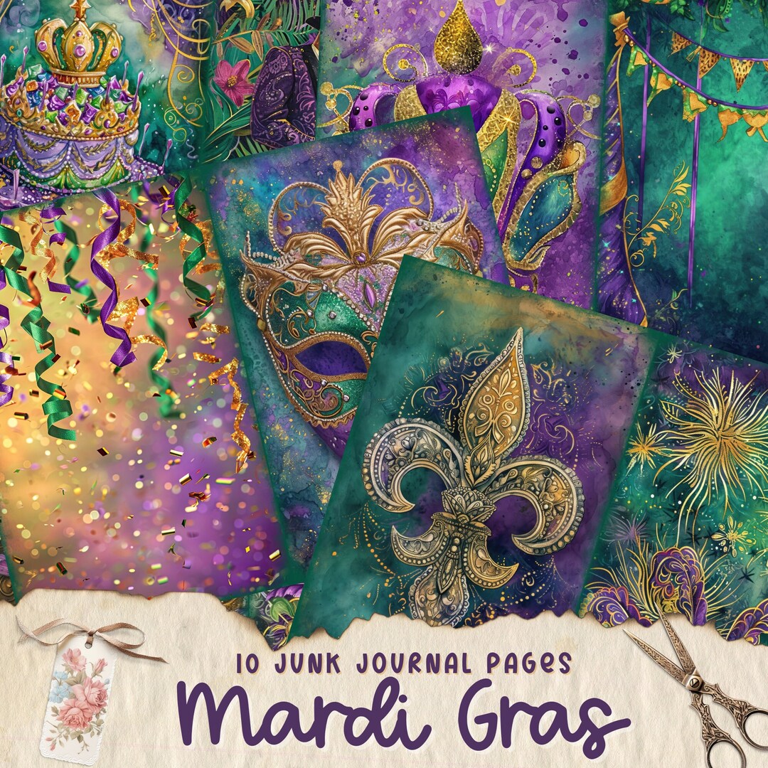 Mardi Gras Junk Journal | Vintage Journal | Mardi Gras Scrapbook ...