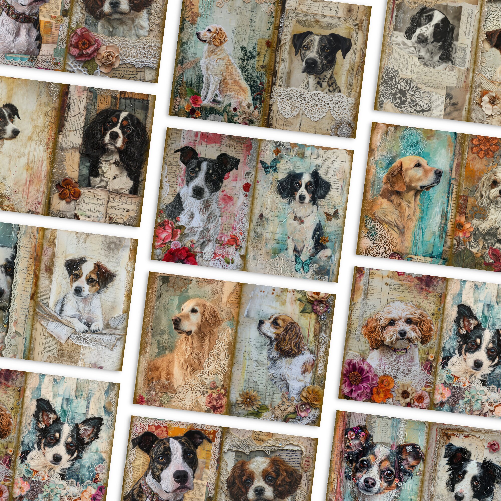 Dog Junk Journal Papers Kit, Animal Ephemera, Printable Download, Mixed ...