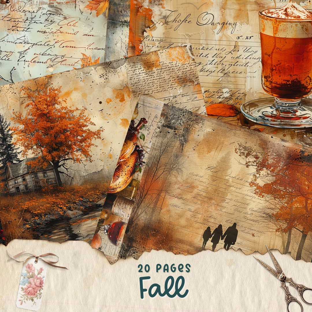 Cozy Autumn Junk Journal Kit, Fall Ephemera, Fall Junk Journal Pages ...