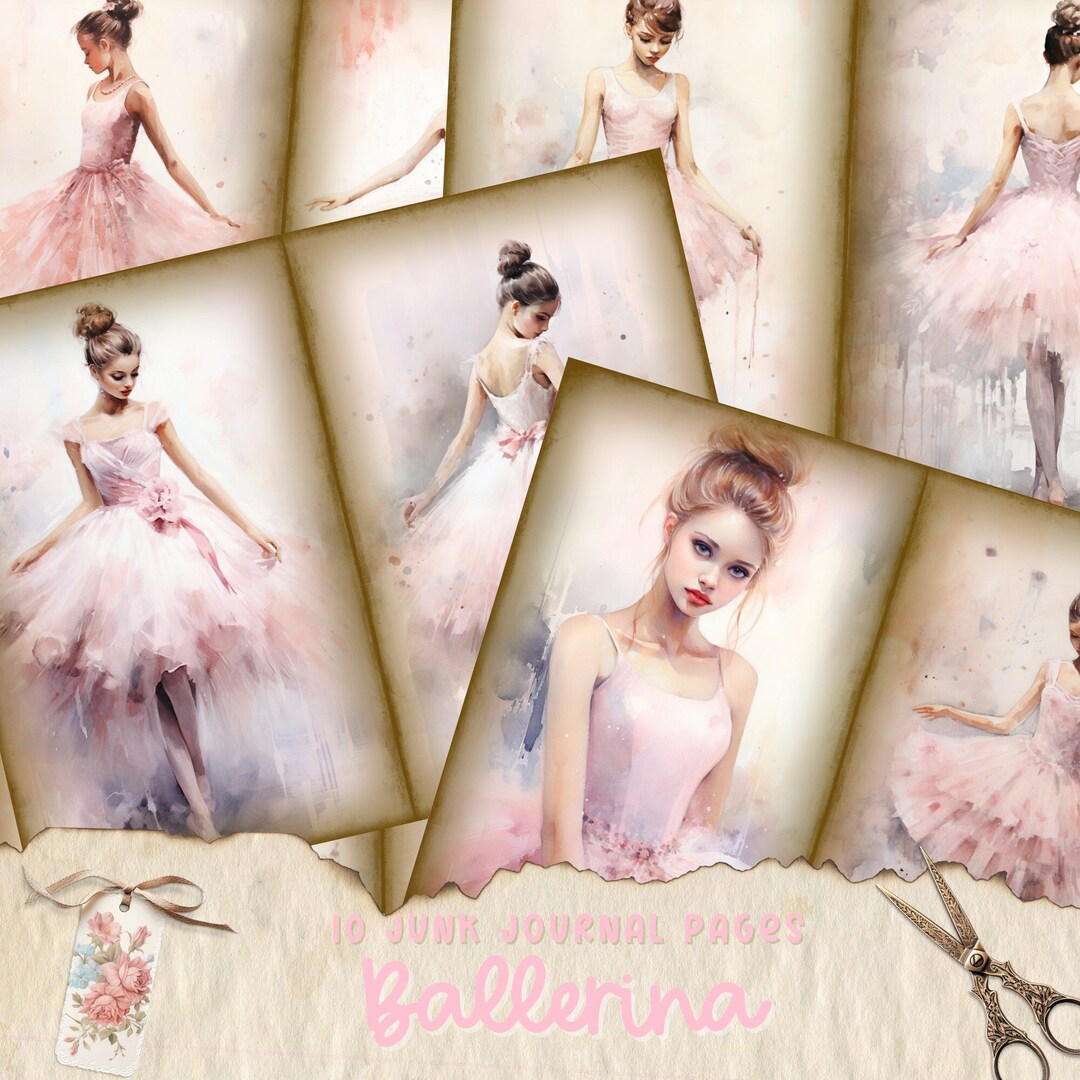 Ballet Junk Journal Pages, Digital Floral Collage Sheet, Printable ...