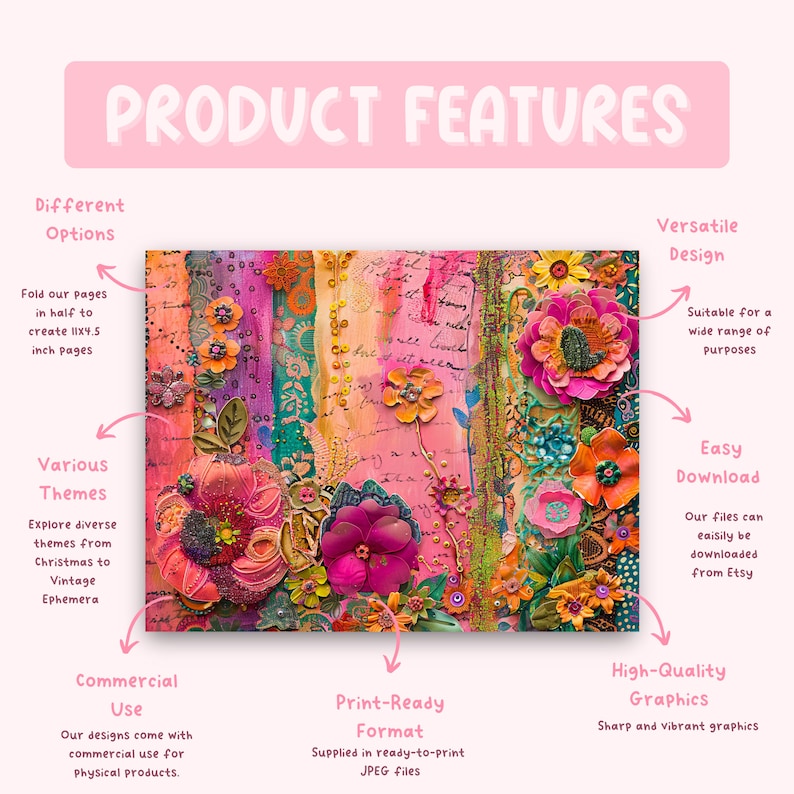 Hippie Pattern Commercial Use Digital Paper Hippie Textures Flower ...