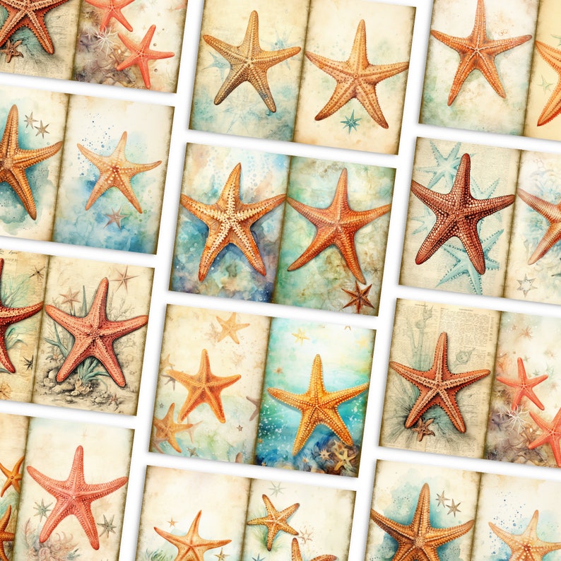 Starfish Junk Journal Pages, Watercolor Sealife Journal Pages Ocean ...