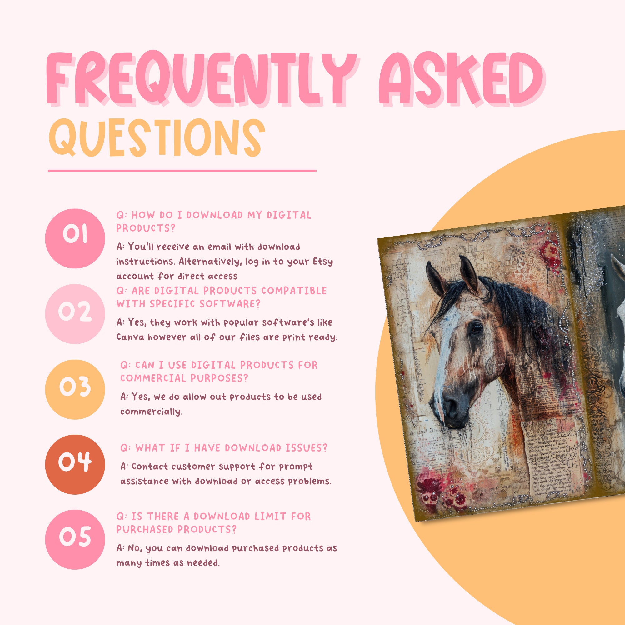Horse Junk Journal Papers Kit, Animal Ephemera, Printable Download ...