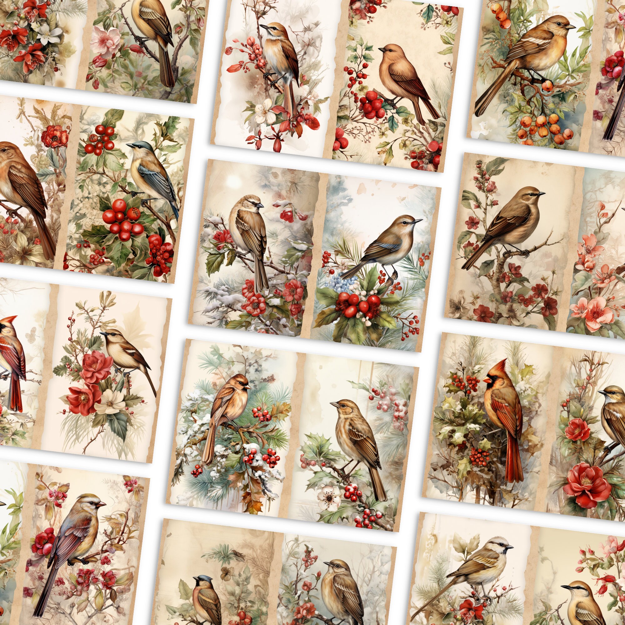 Winter Birds, Vintage Christmas Bird Tags, Christmas Journal, Labels ...