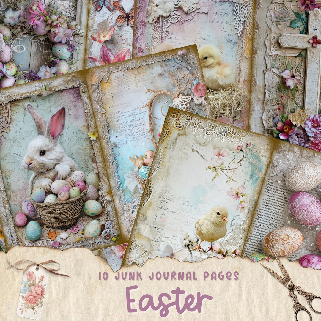 Easter Junk Journal Pages, Bunny Junk Journal, Rabbit, Journal Pages ...