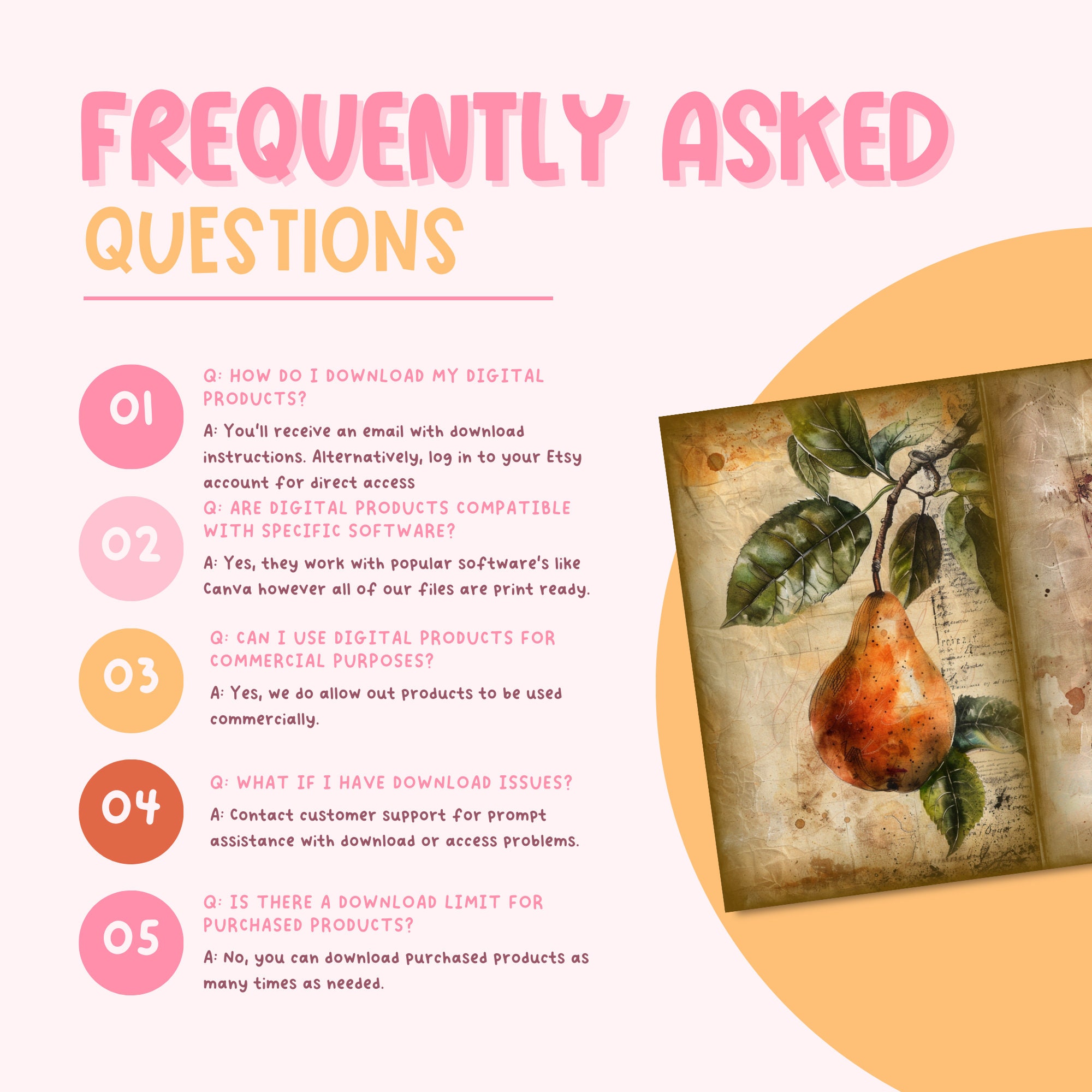 Fruit Junk Journal Pages, Digital Scrapbook Paper Kit, Printable ...