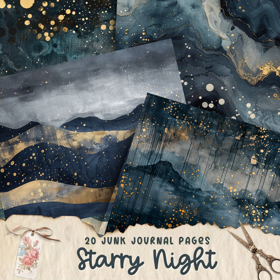 Celestial Moon Junk Journal Pages, Digital Scrapbook Paper Kit, Vintage ...