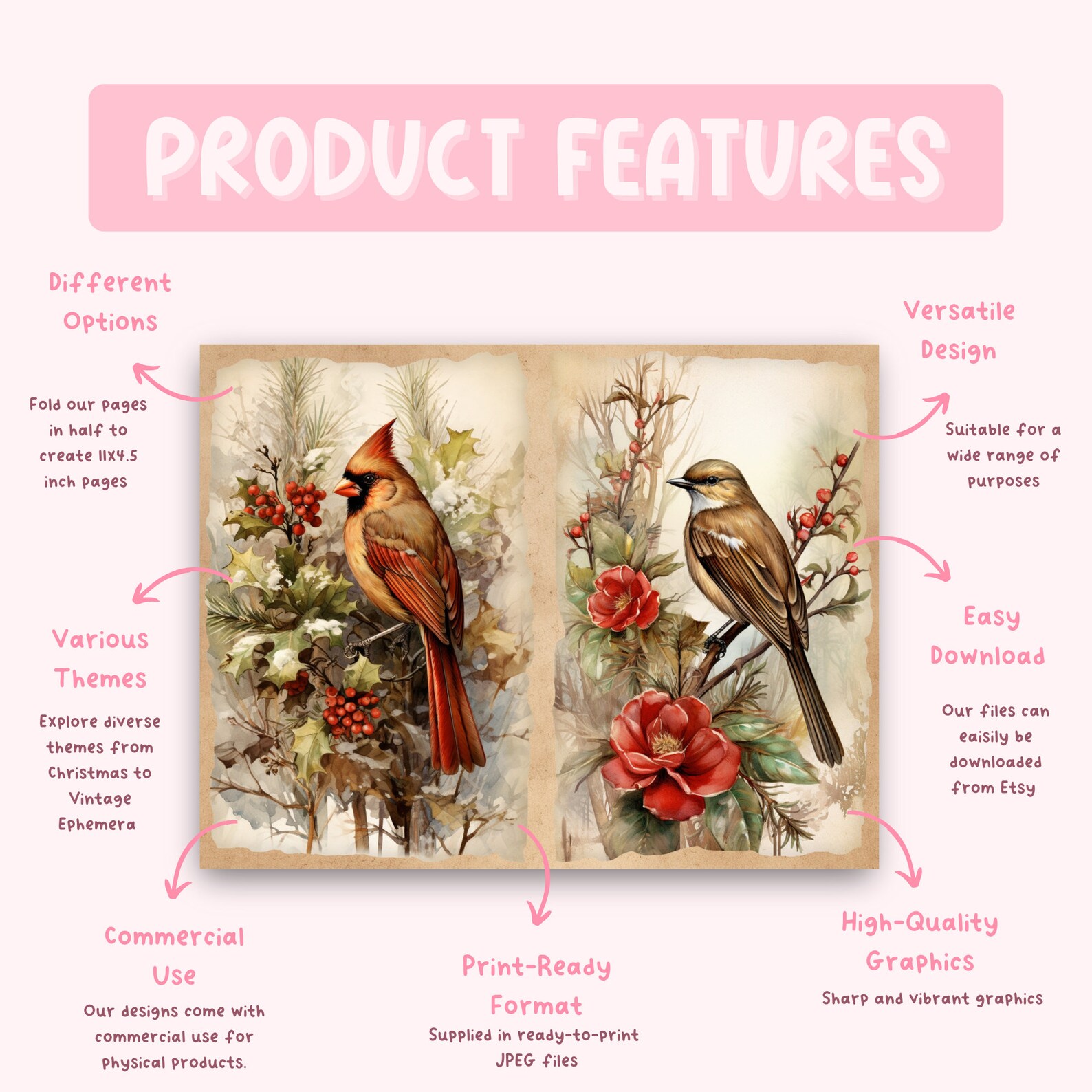 Winter Birds, Vintage Christmas Bird Tags, Christmas Journal, Labels ...