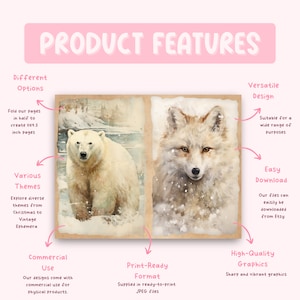 Winter Arctic Animal Junk Journal Pages, Digital Download, Scrap Book ...