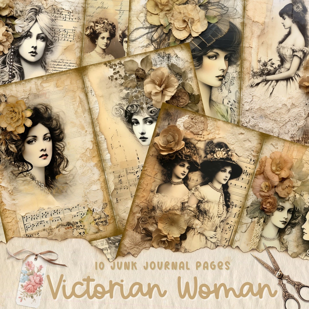 Victorian Woman Junk Journal Printable Pages, Digital Download, Vintage ...