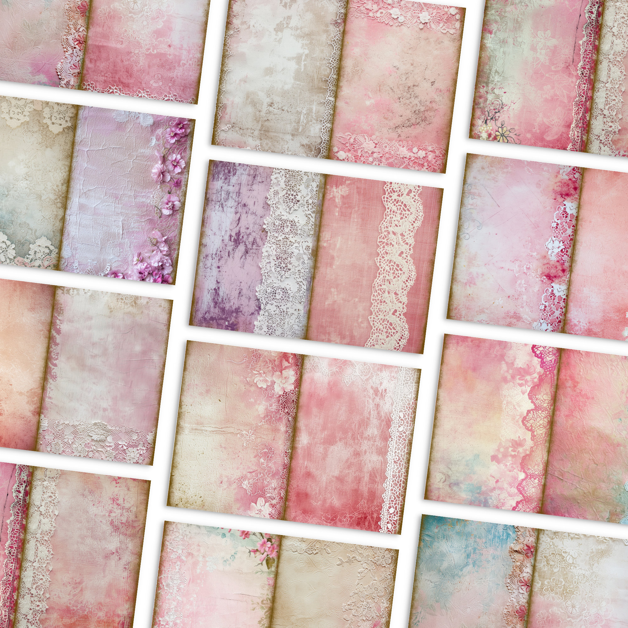 Old Lace Junk Journal Paper, Digital Grunge Scrapbook Paper, Printable ...