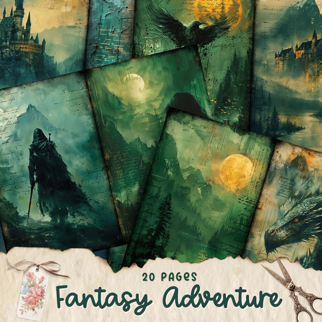Fantasy Adventure Junk Journal Pages | Printable Ephemera for ...