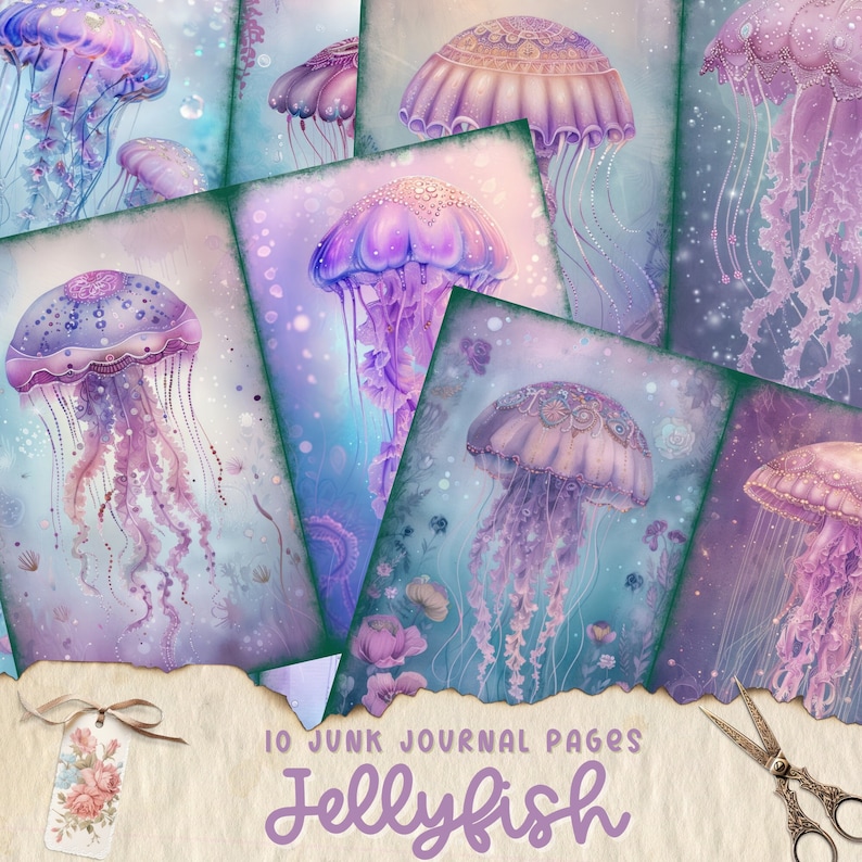 Junk Journal Printable Jellyfish, Digital Junk Journal, Underwater ...