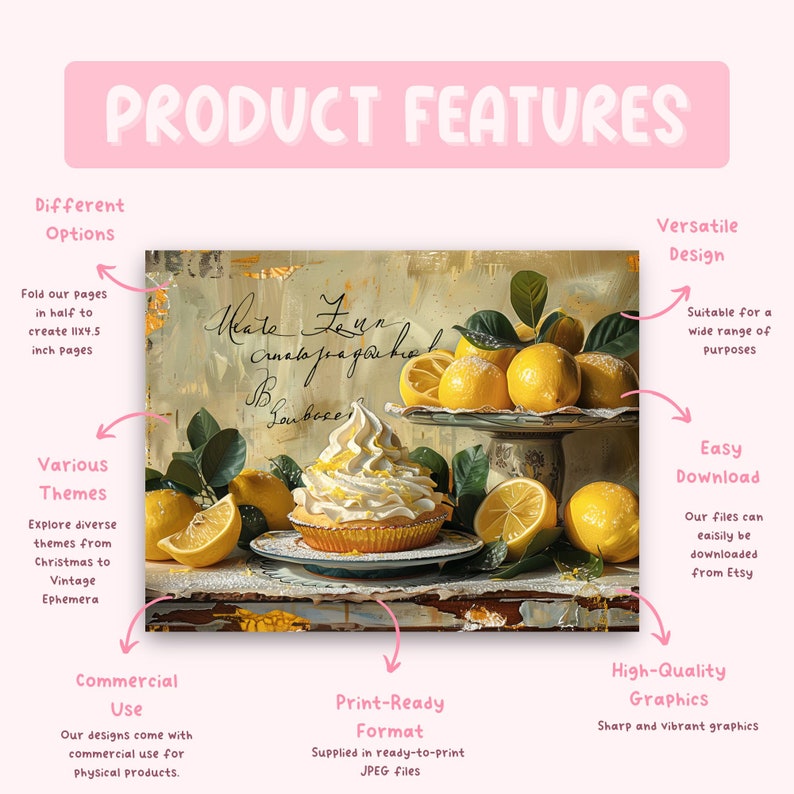 Lemon Junk Journal Pages, Digital Scrapbook Paper Kit, Fruit Printable ...
