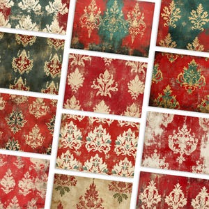 Christmas Damask Junk Journal Pages, Digital Paper Printable Journal ...