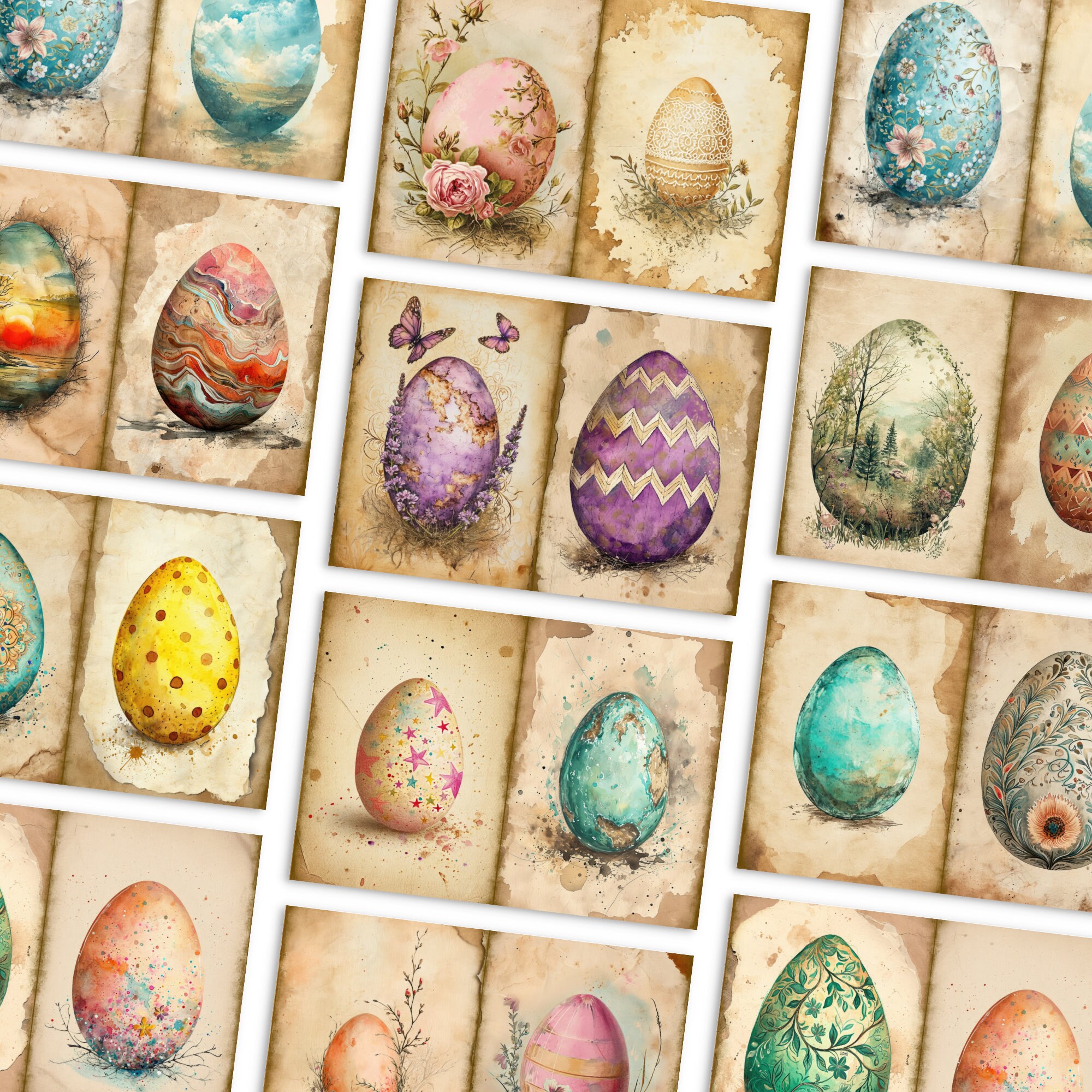 Easter Egg Junk Journal Pages, Vintage Bunny Ephemera, Rabbit Frames ...