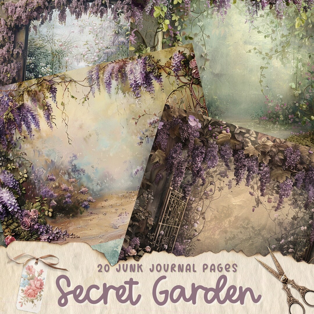 Secret Garden Junk Journal Papers, Printable Pages, Floral Scrapbooking ...