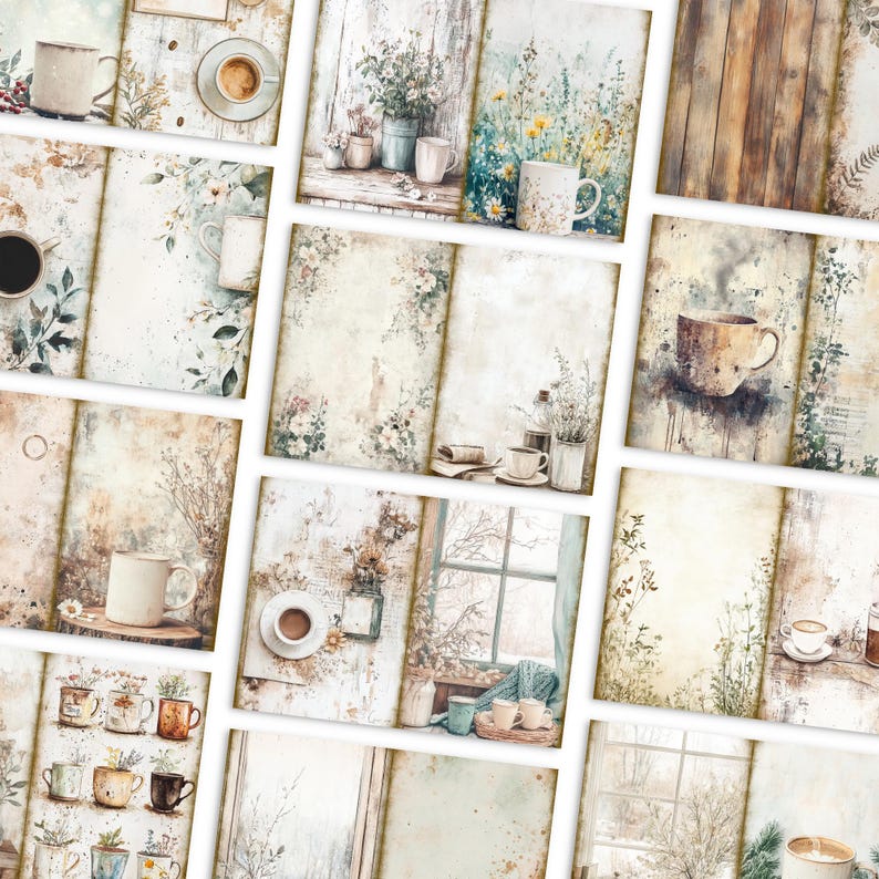 Coffee and Cocoa Junk Journal Pages Printable, Cozy Coffee Background ...