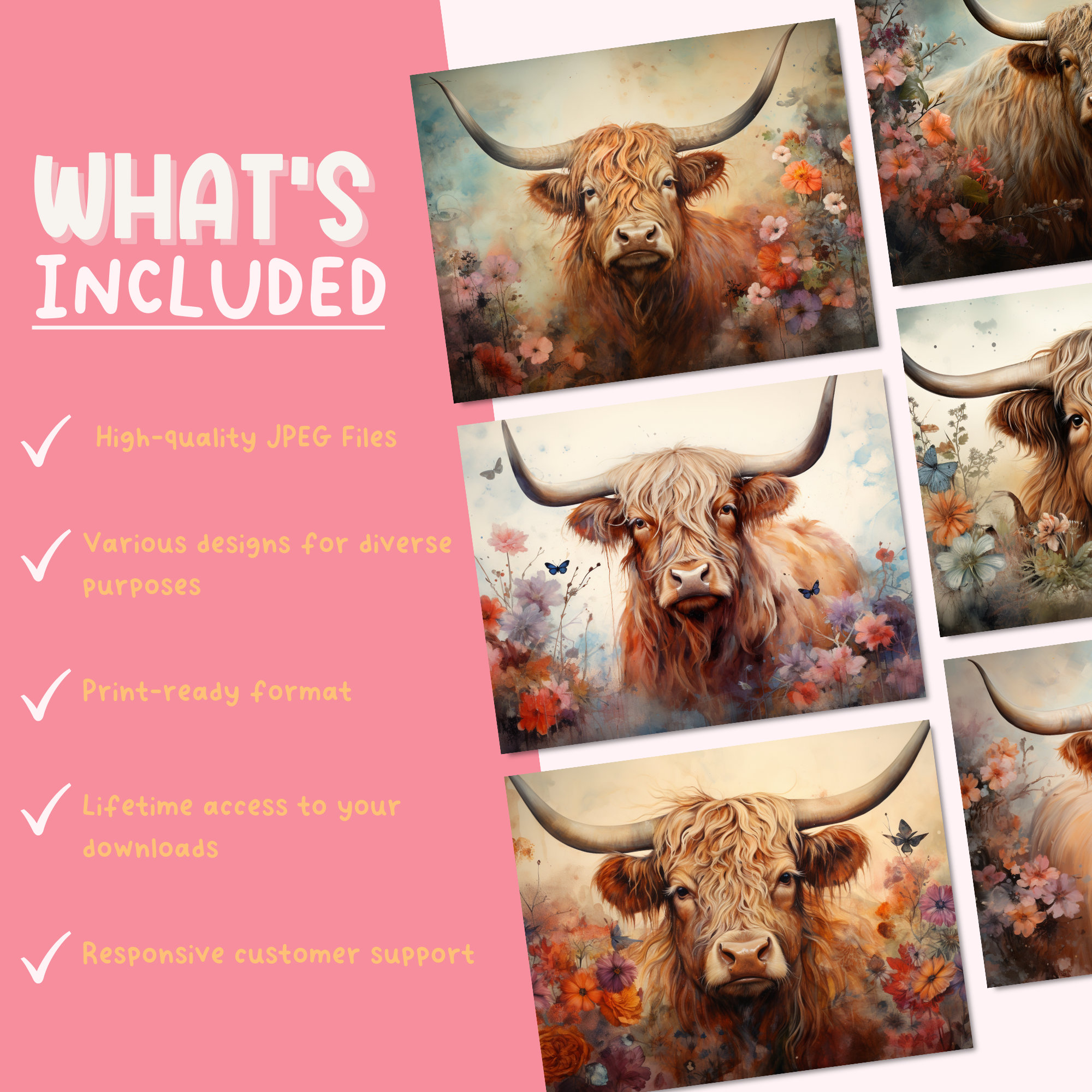 Highland Cow Junk Journal Pages, Vintage Floral Journal Papers, Junk ...