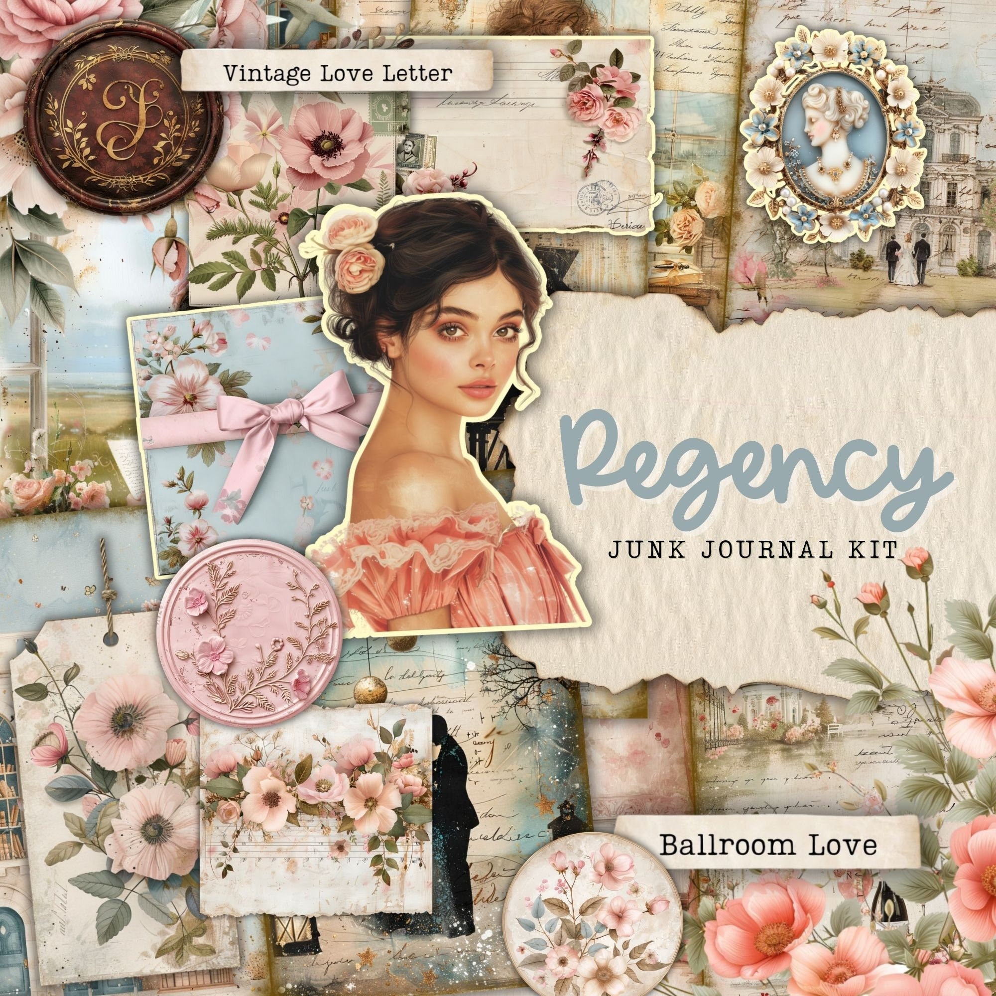Regency Era Junk Journal Pages, Romance Scrapbooking Paper, Victorian ...