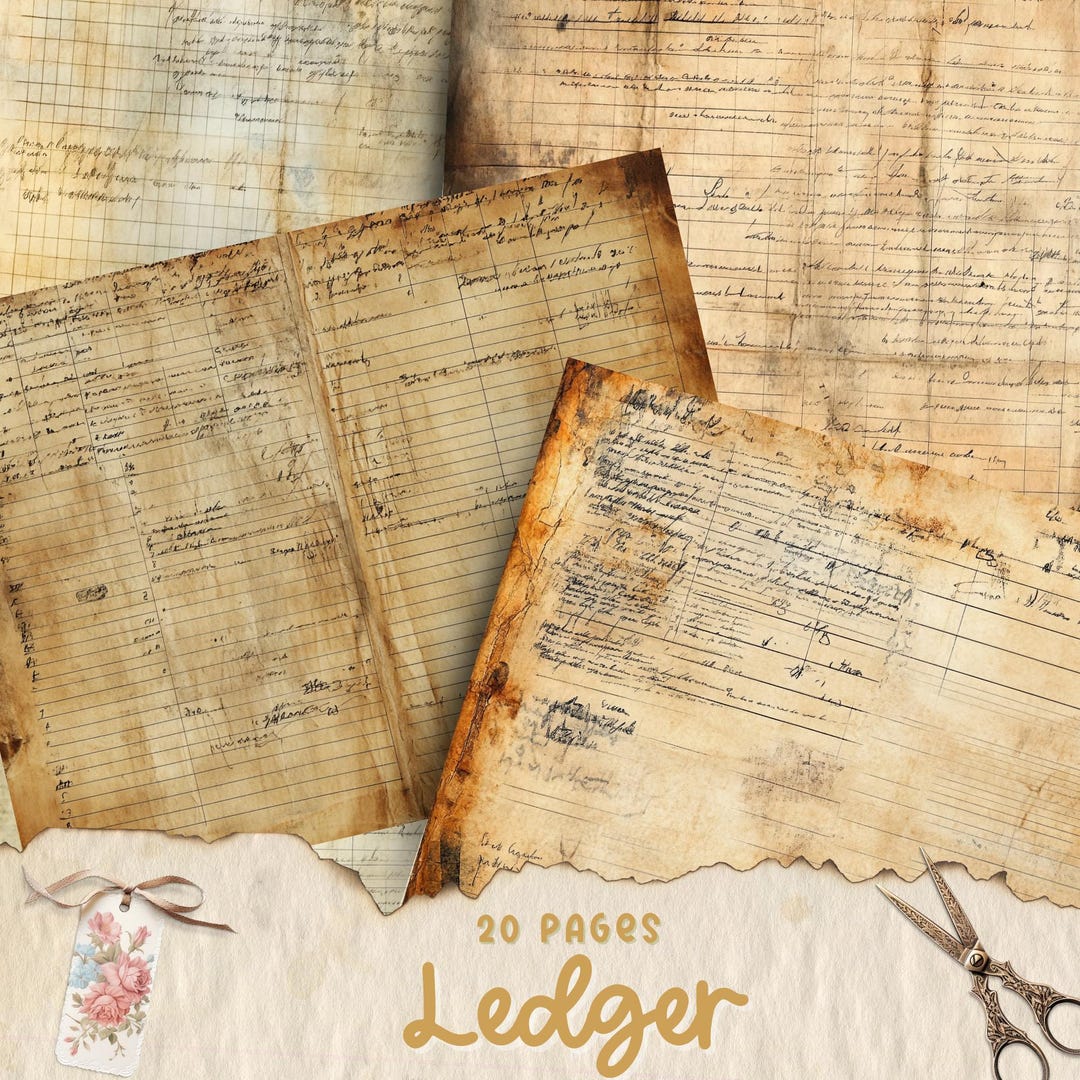 Printable Ledger Paper, Ledger Book, Digital Ledger Paper, Junk Journal ...
