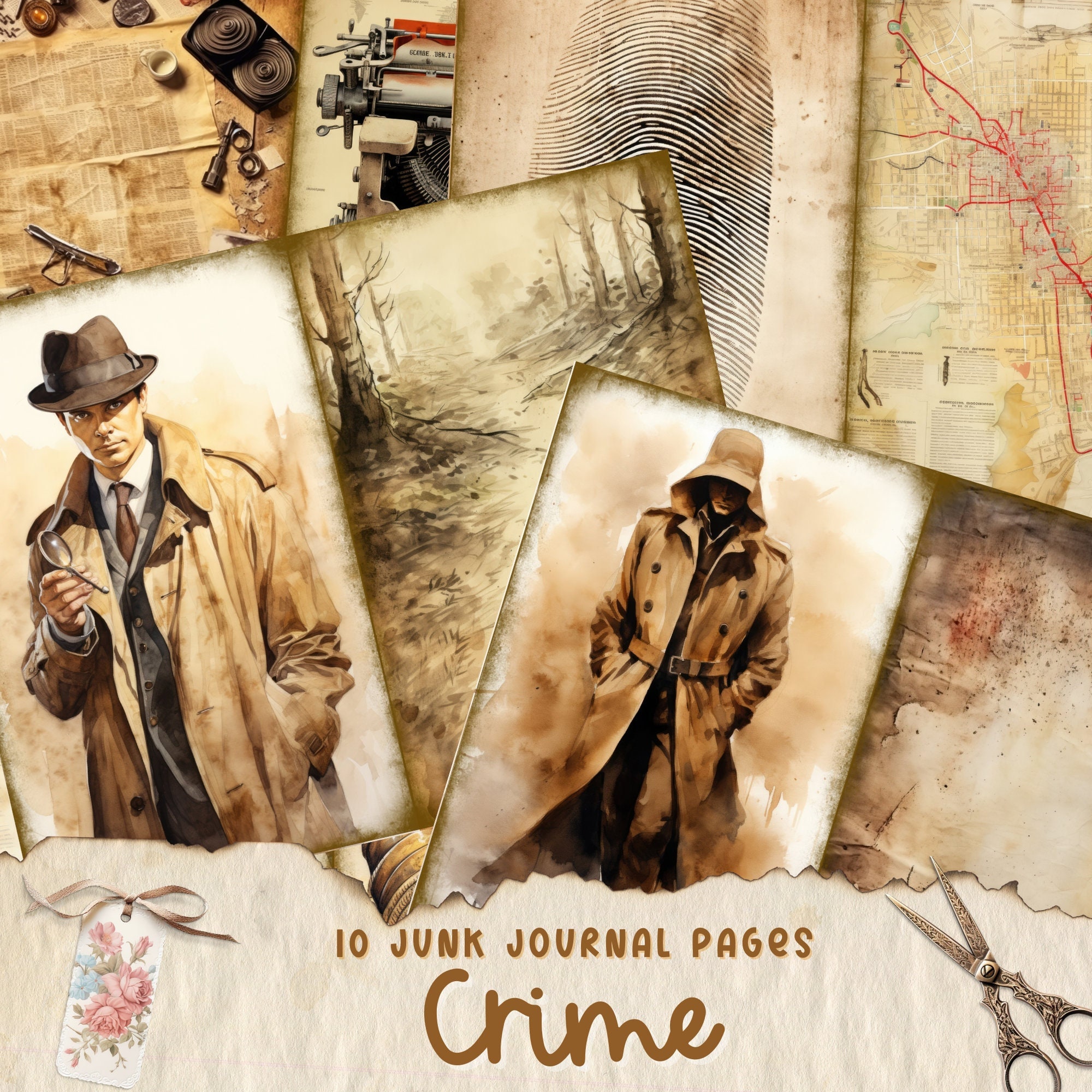 Crime Junk Journal Pages, Cold Case Junk Journal, Junk Journal Kit ...