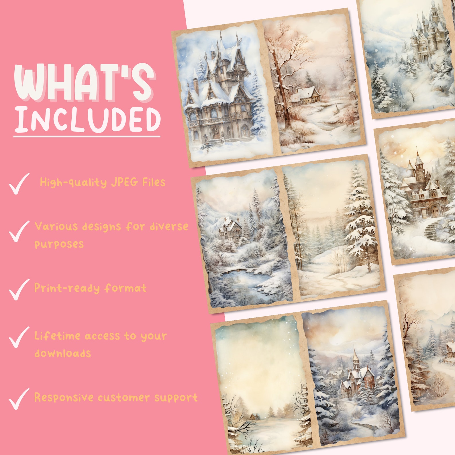 Winter Wonderland Junk Journal Pages, Digital Download, Scrap Book ...