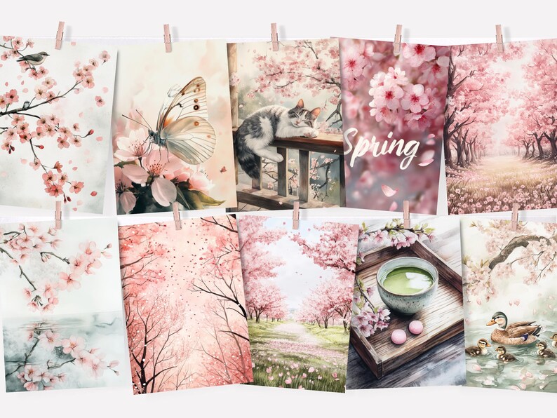 Cherry Blossom Junk Journal Pages, Sakura Printable Kit, Japanese ...