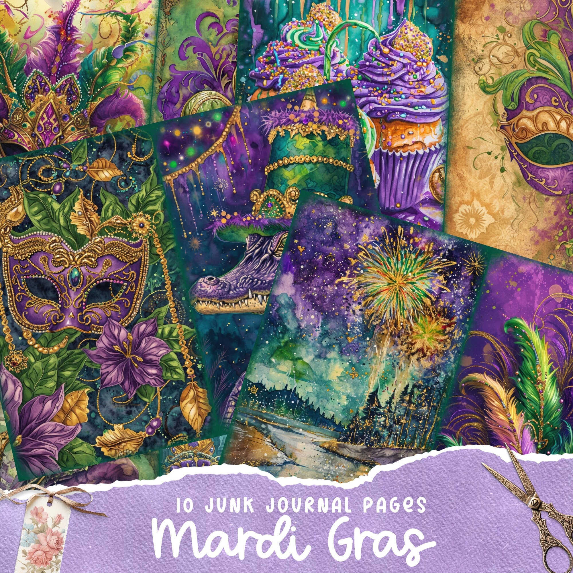 Mardi Gras Junk Journal | Vintage Journal | Mardi Gras Scrapbook ...