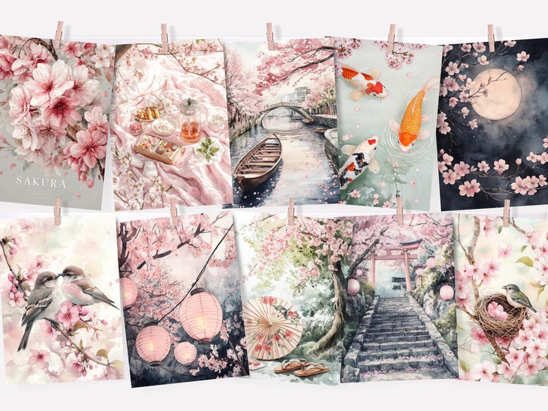 Cherry Blossom Junk Journal Pages, Sakura Printable Kit, Japanese ...