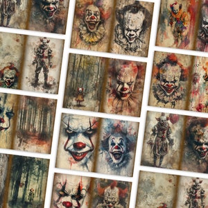 Creepy Clown Junk Journal Printable Pages, Digital Scrapbook Paper Kit ...