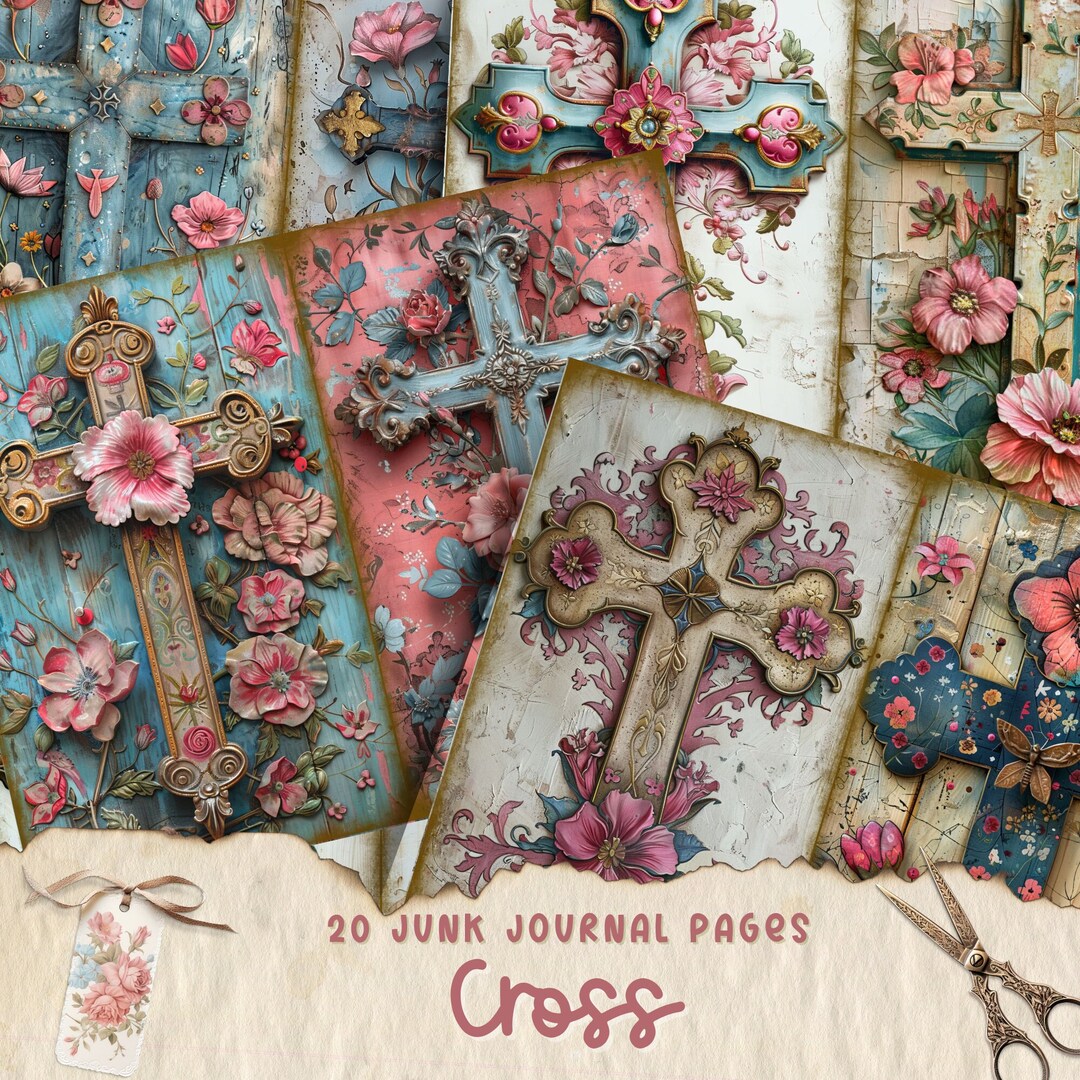 Floral Cross Junk Journal, Holy Week Ephemera, Spring Scripture Kit ...